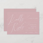 Horizontal Boho Script Rose Menu Choice RSVP Card | Zazzle