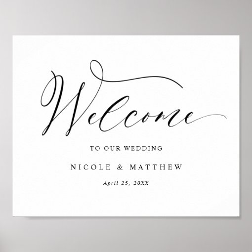 Horizontal Elegant Script Wedding Welcome Sign | Zazzle