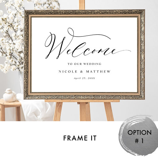 Horizontal Elegant Script Wedding Welcome Sign | Zazzle