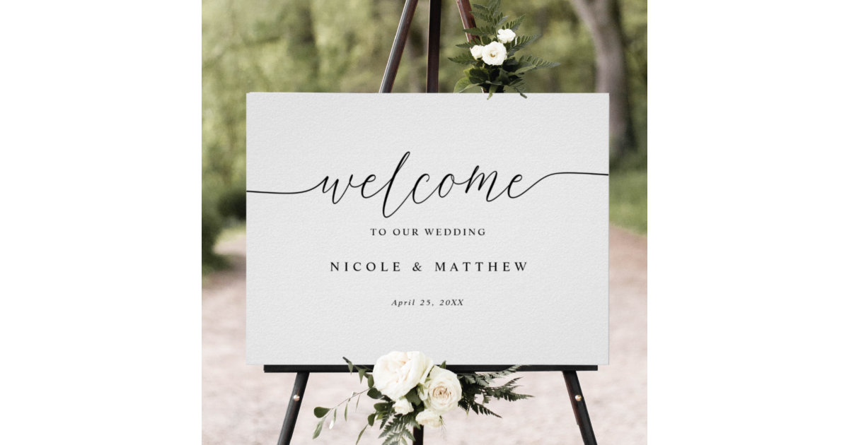 Horizontal Elegant Script Wedding Welcome Sign | Zazzle