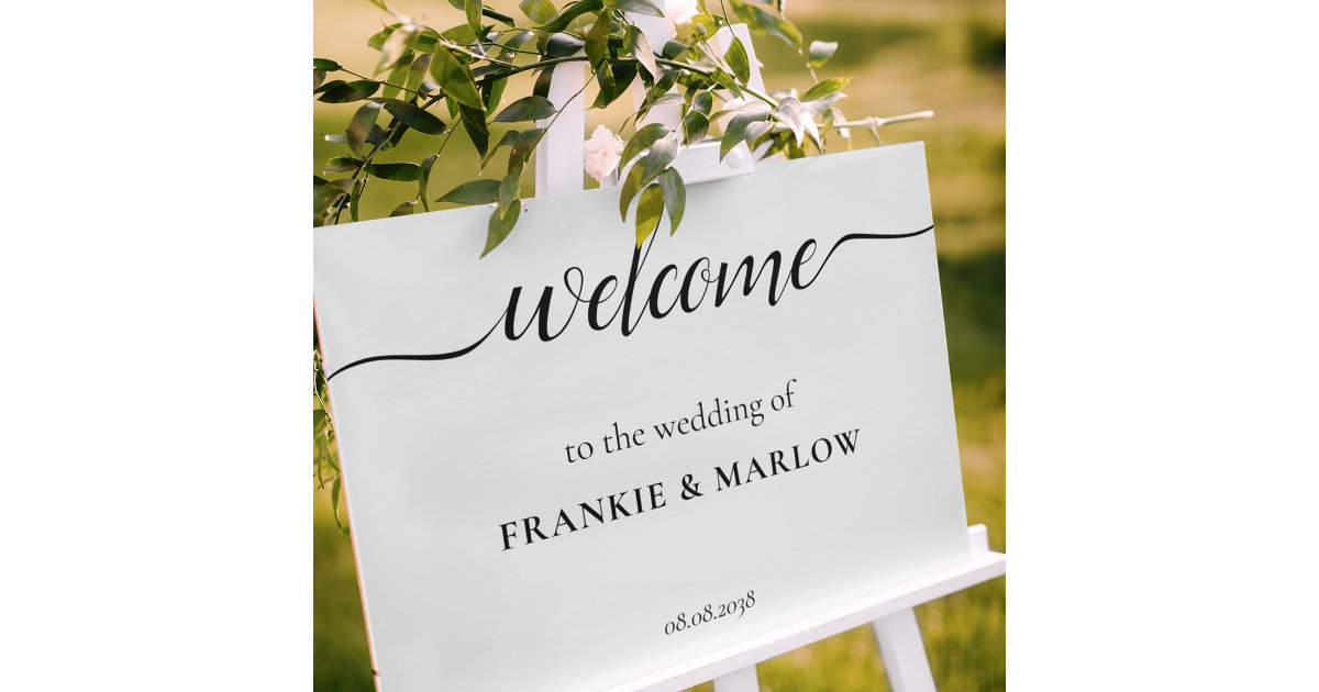 Horizontal Elegant Script Wedding Welcome Sign | Zazzle