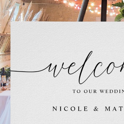Horizontal Elegant Script Wedding Welcome Sign | Zazzle