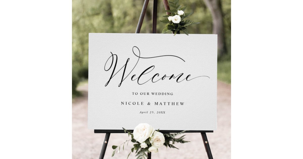 Horizontal Elegant Script Wedding Welcome Sign | Zazzle