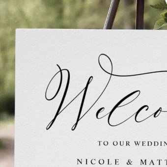 Horizontal Elegant Script Wedding Welcome Sign | Zazzle