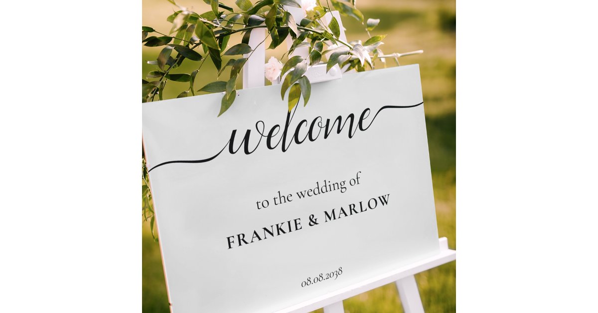 Horizontal Elegant Script Wedding Welcome Sign | Zazzle