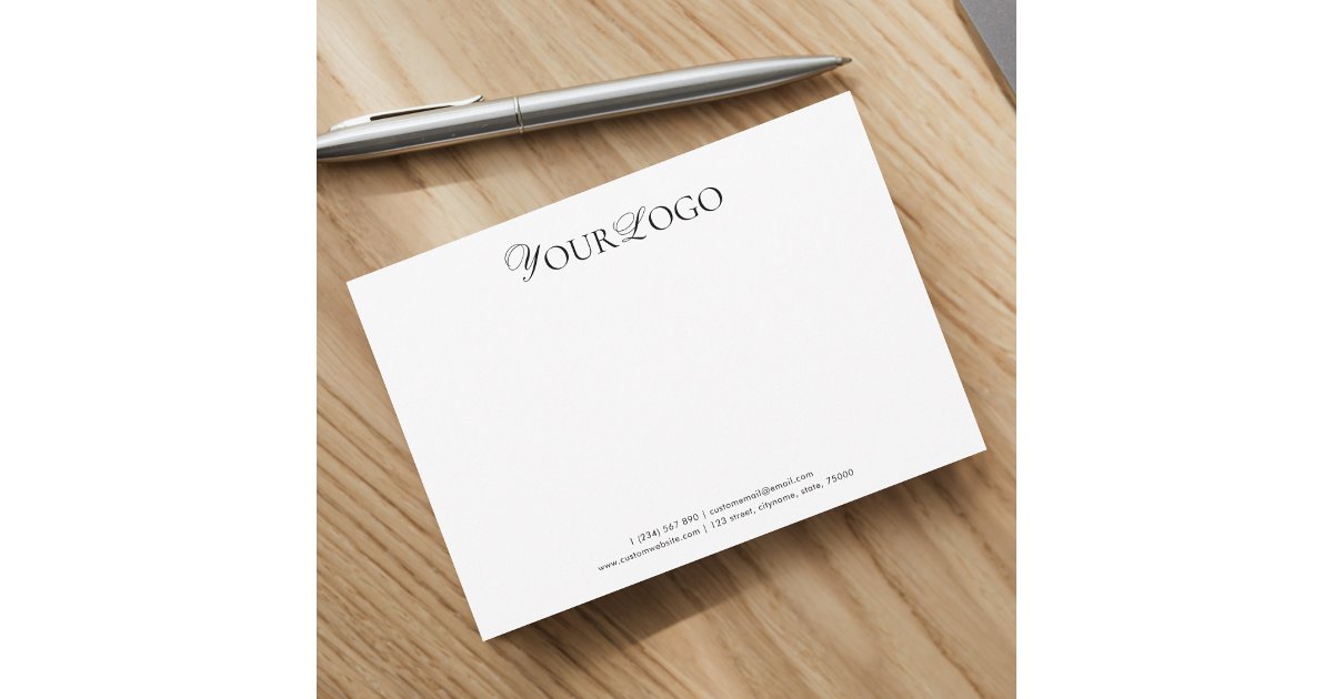 Horizontal Long Thin Business Logo Company Custom Note Card | Zazzle