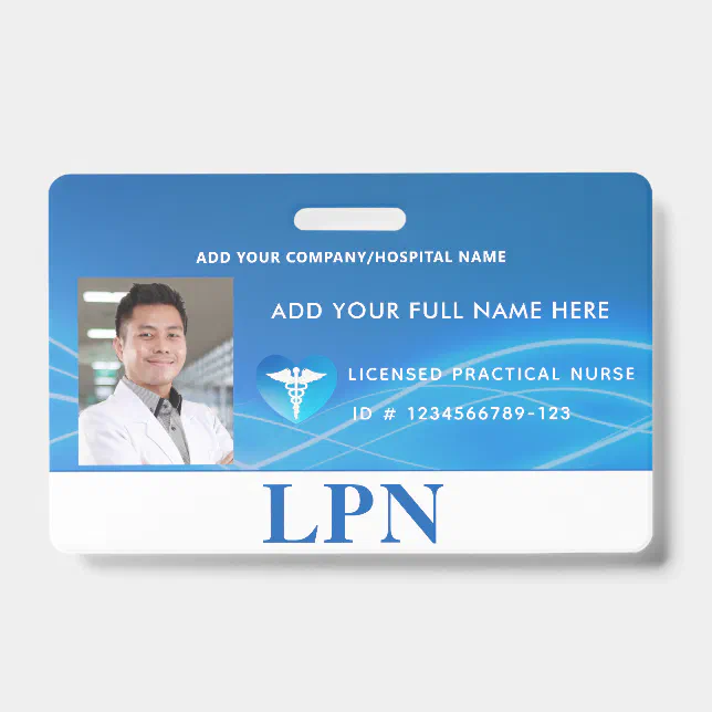 Horizontal LPN License Practical Nurse, Photo ID Badge | Zazzle