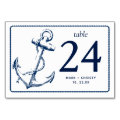 Horizontal Navy Nautical Sketch Anchor Table Number | Zazzle