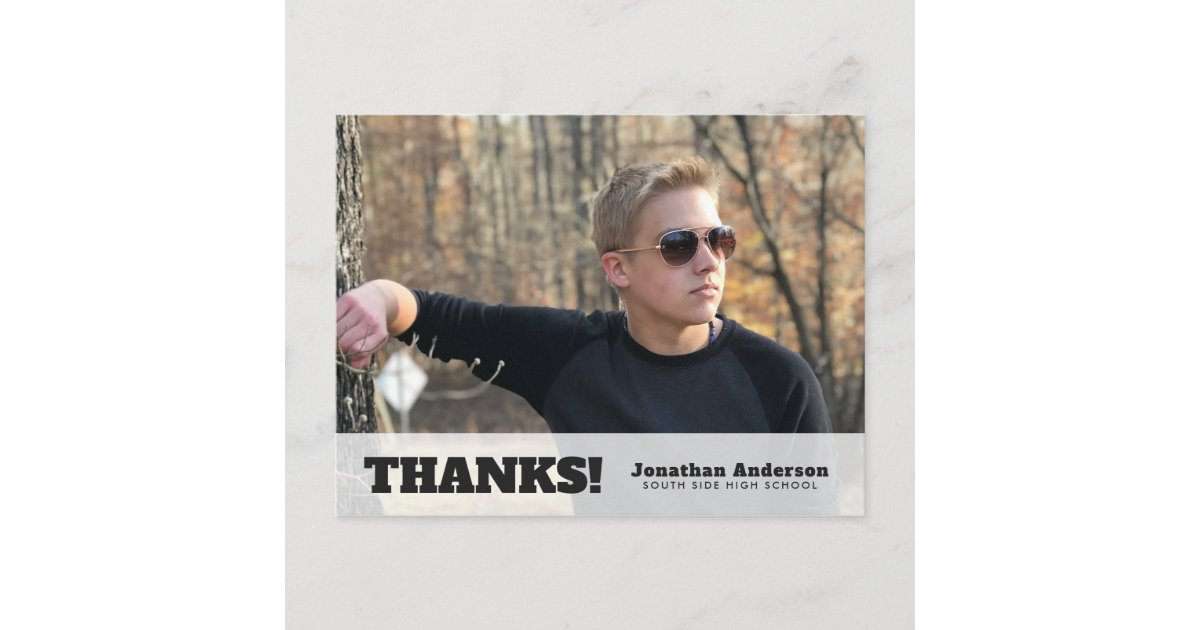Horizontal Photo Graduation Thank You Postcard | Zazzle