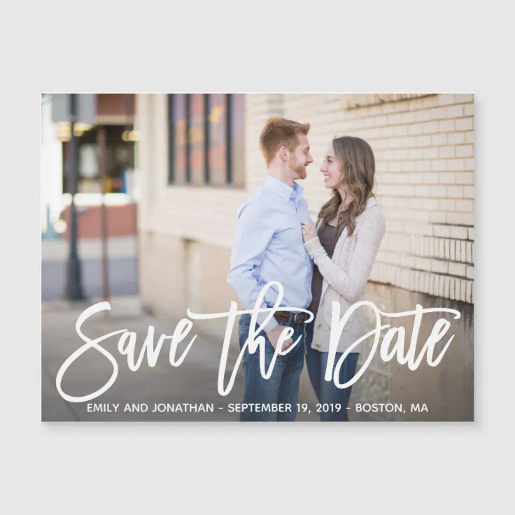 Horizontal Picture Save the Date Magnet Wedding | Zazzle