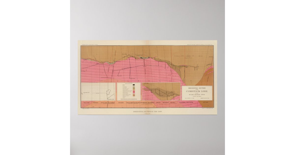 Horizontal Section of the Comstock Lode North Poster | Zazzle