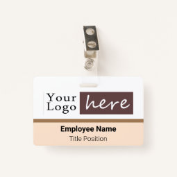 Horizontal Style Logo Employee Name Badge | Zazzle