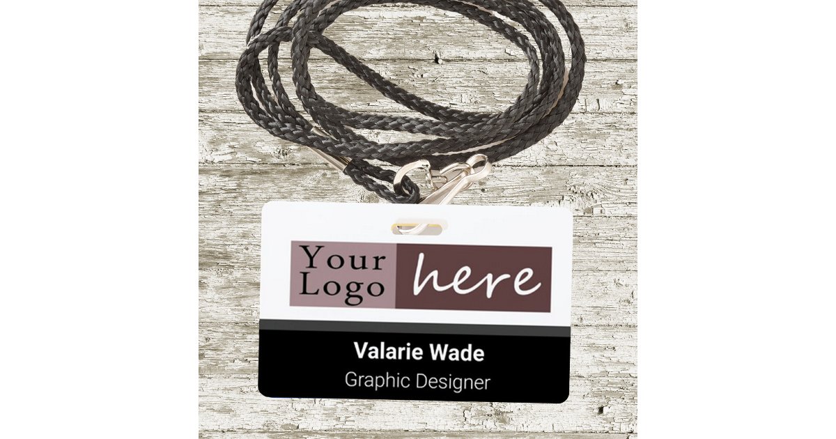 Horizontal Style Logo Employee Name Badge | Zazzle