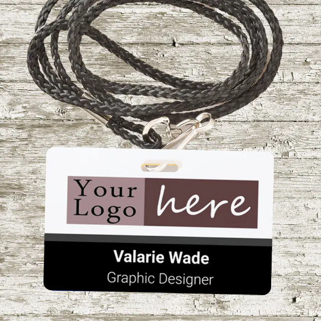 Horizontal Style Logo Employee Name Badge | Zazzle