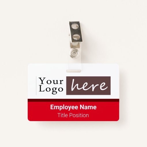 Horizontal Style Logo Employee Name Red Badge | Zazzle