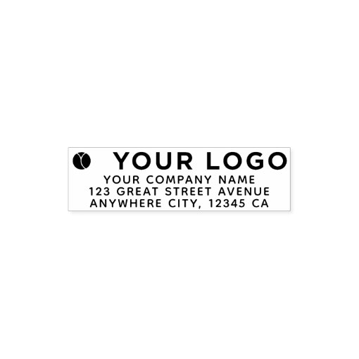 Horizontal Tiny Business Logo Address Modern Self-inking Stamp | Zazzle