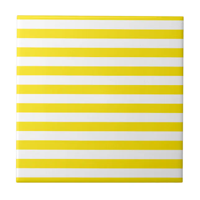 Horizontal Yellow Stripes Tile | Zazzle