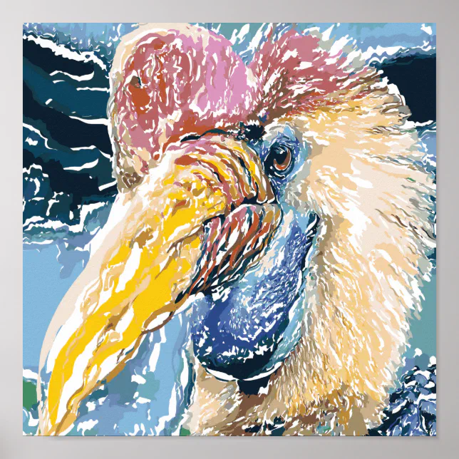 Hornbill Tropical Bird Abstract Art Small Poster | Zazzle