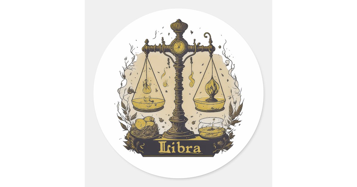 Horoscope sign Libra Classic Round Sticker | Zazzle