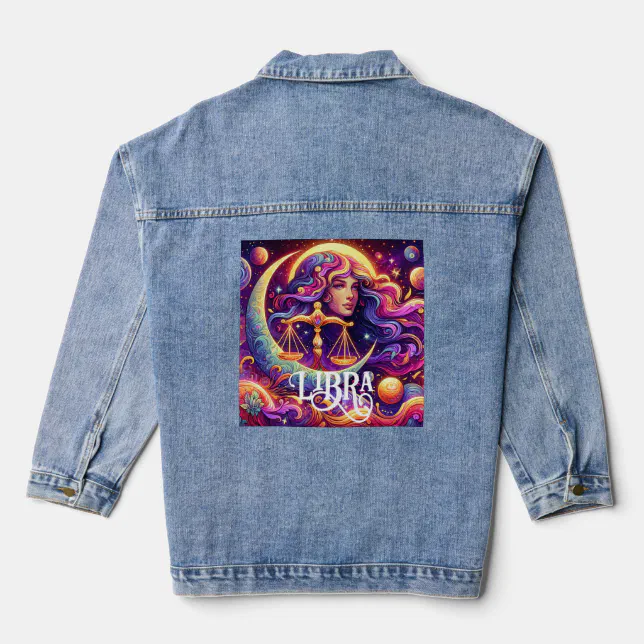 Horoscope Sign Libra Zodiac Ethereal Mystical Art Denim Jacket | Zazzle