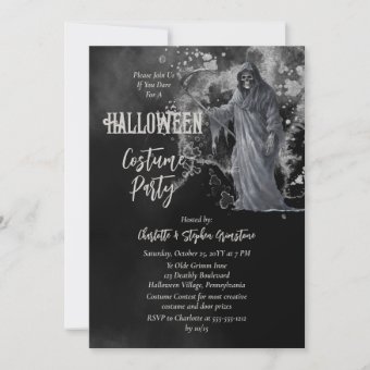 Horrific Grim Reaper Halloween Costume Party Invitation | Zazzle