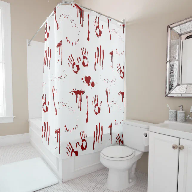 Horror Blood Splattered Bloody Handprints Psycho Shower Curtain | Zazzle