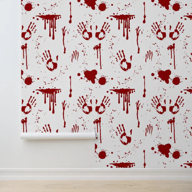 Horror Bloody Handprints Blood Spatter Halloween Wallpaper | Zazzle