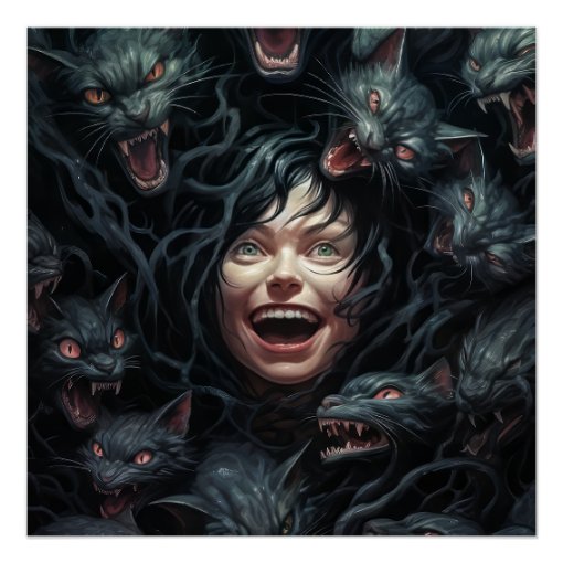 Horror Cat Nightmare Poster | Zazzle