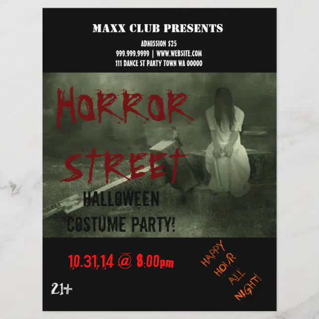Horror Halloween Party Event Announcement Flyer | Zazzle