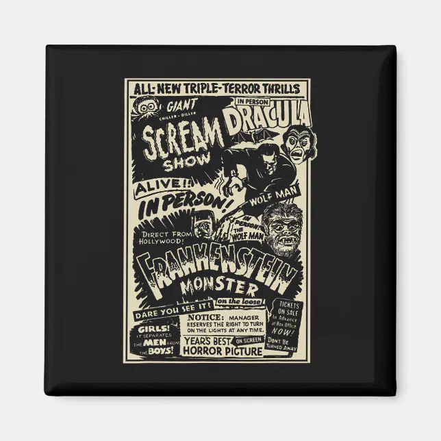 Horror Movie Monster Mummy Dracula Werewolf Franke Magnet | Zazzle