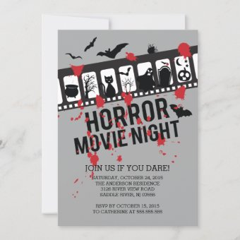 Horror Movie Night Filmstrip Halloween Party Invitation | Zazzle