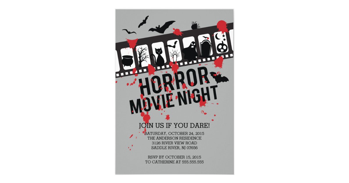 Horror Movie Night Filmstrip Halloween Party Invitation | Zazzle.com