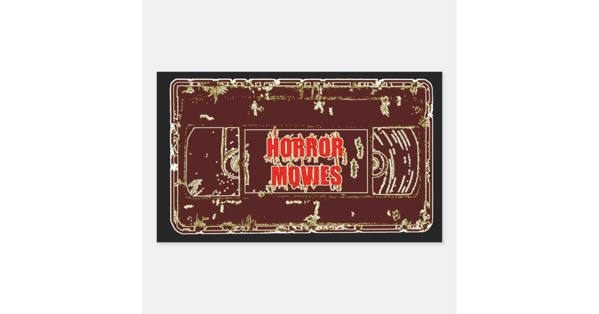 Horror Movies VHS-Red/Red Rectangular Sticker | Zazzle