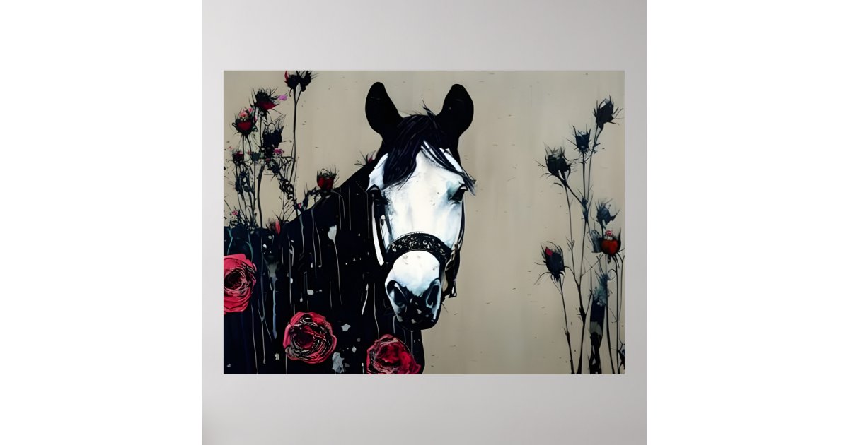 Horse and Roses Poster | Zazzle