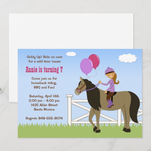 Horse Back Riding Birthday Party Invitation | Zazzle