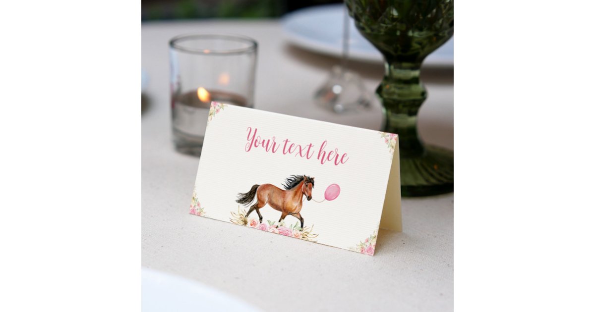 Horse Birthday Party Place Card | Zazzle