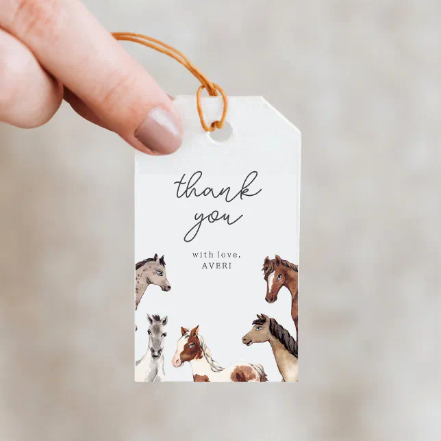 Horse Birthday Thank You Gift Tags | Zazzle