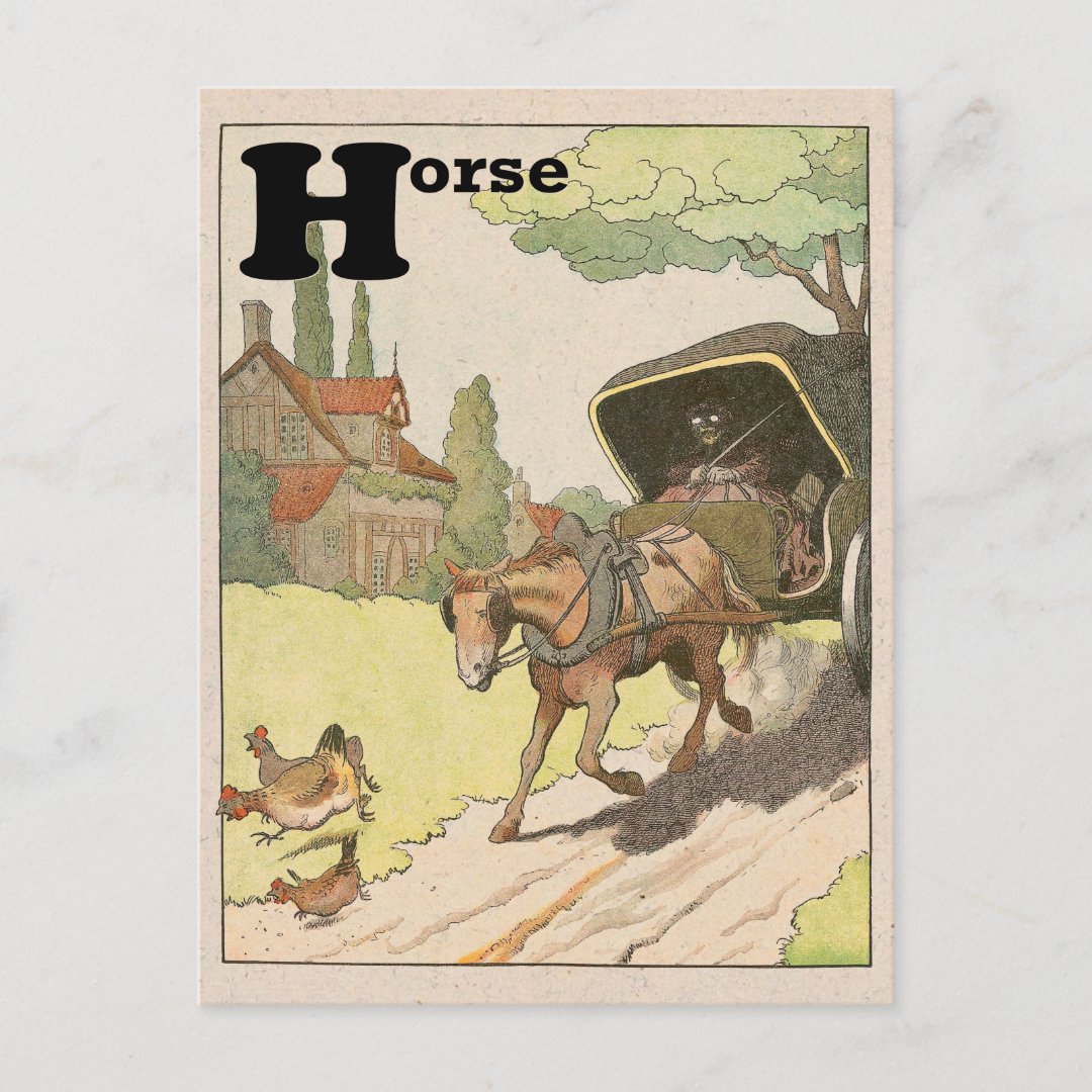 Horse & Carriage Alphabet Postcard | Zazzle