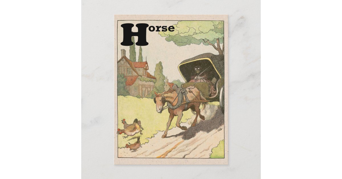 Horse & Carriage Alphabet Postcard | Zazzle