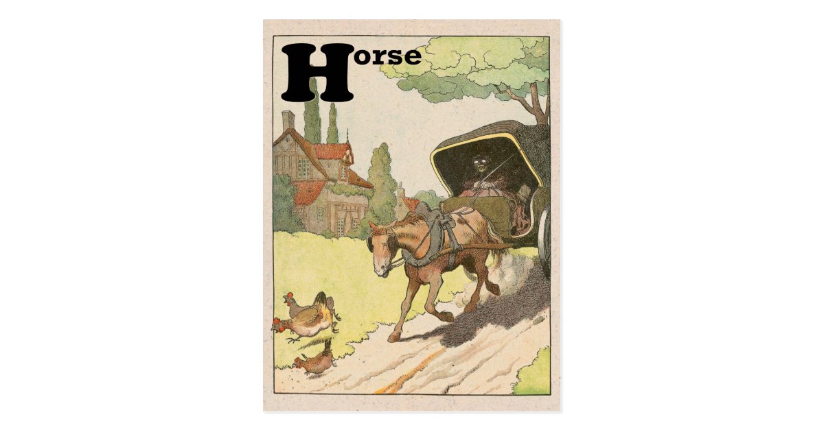 Horse & Carriage Alphabet Postcard | Zazzle.com