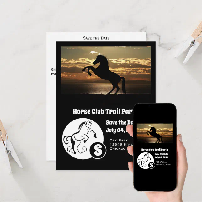 Horse Club Trail Party Monogram Photo Invitation | Zazzle