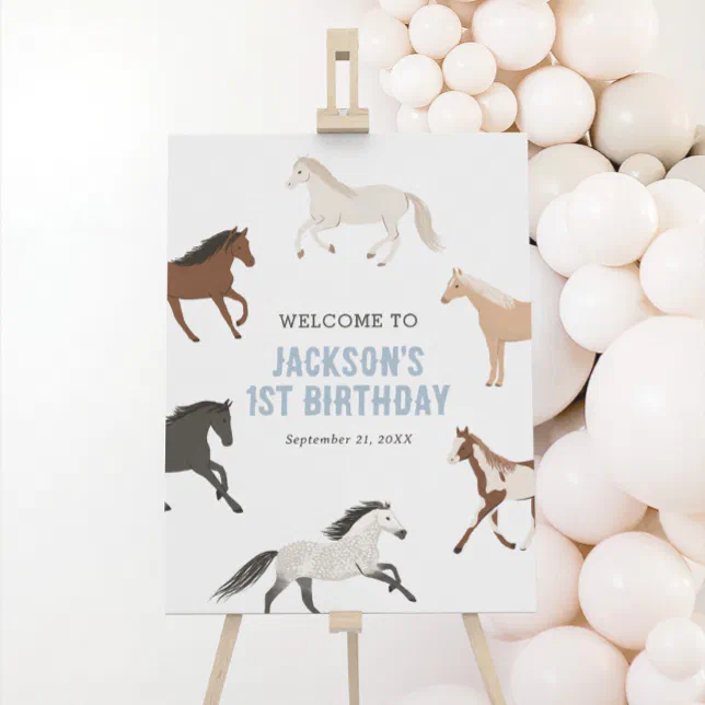 Horse Cowboy Equestrian Birthday Welcome Sign | Zazzle