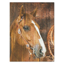 Horse Cowboy Hat Lasso Sunflower Rustic Barn Board Tissue Paper | Zazzle