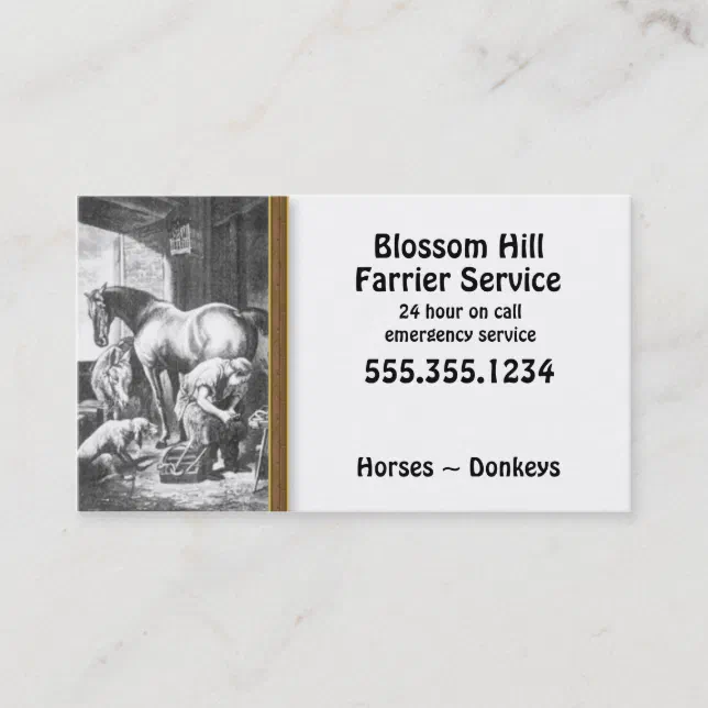 Horse Donkey Farrier Business Card | Zazzle