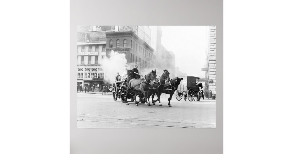 Horse Drawn Fire Engine, early 1900s Poster | Zazzle