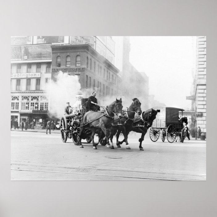 Horse Drawn Fire Engine, early 1900s Poster | Zazzle.com