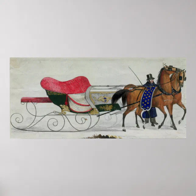 Horse Drawn Sleigh Poster | Zazzle
