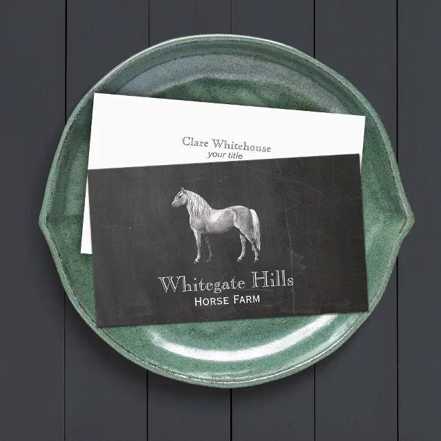 Horse Equestrian Equine Rustic Black Business Card | Zazzle