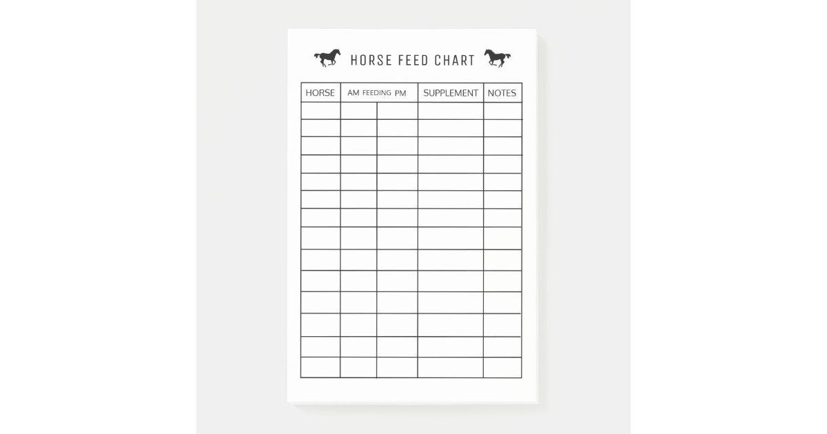 Horse Feed Chart,Feeding Schedule for Horse Stable Post-it Notes | Zazzle