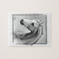 Horse head Charcoal drawing Equine art Jigsaw Puzzle | Zazzle